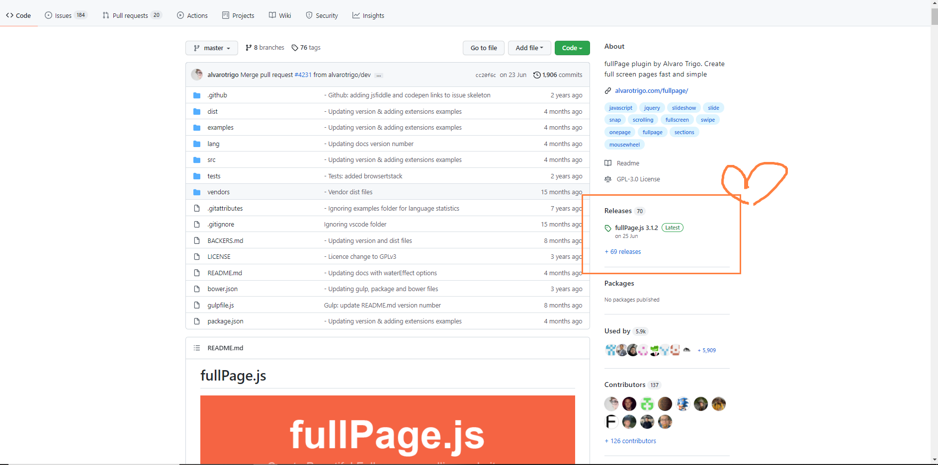 Fullpage.js 라이브러리 사용법